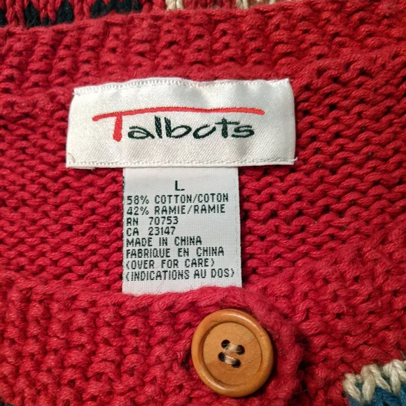 Talbots | Sweaters | Vintage Red Talbots Ugly Cottagecore Patchwork ...
